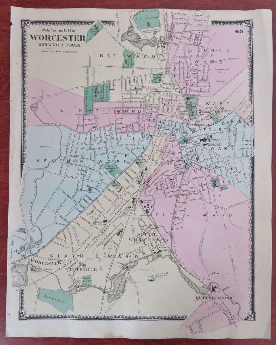 Large Map Of Cities Of Massachusetts Worcester County Worcester City