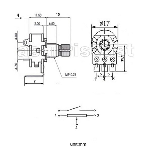 10x 10K Linear 1/4W Rotary Potentiometer Single Turn B10K Pot With ...