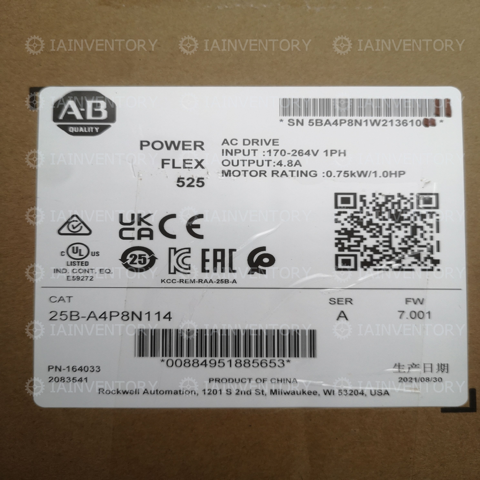 1PC NEW 25B-A4P8N114 Allen-Bradley 525 0.75kW 1.0HP AC Drive Fast ...