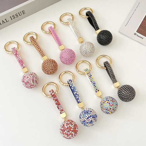 Rhinestone Key Chain Leather Strap Keys Rails Creative Pendant Key Ring ...