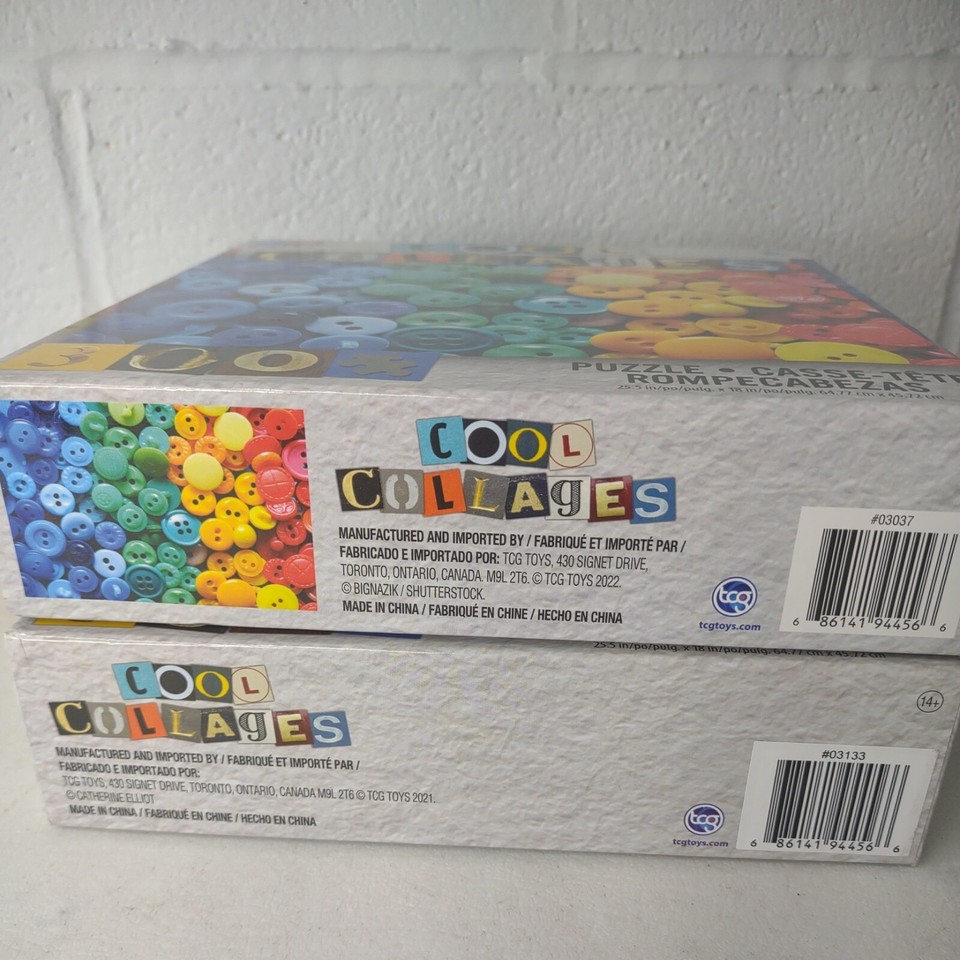 300 Piece Puzzle TCG Sure Loc Lot of Two Cool Collages Colorful Buttons ...