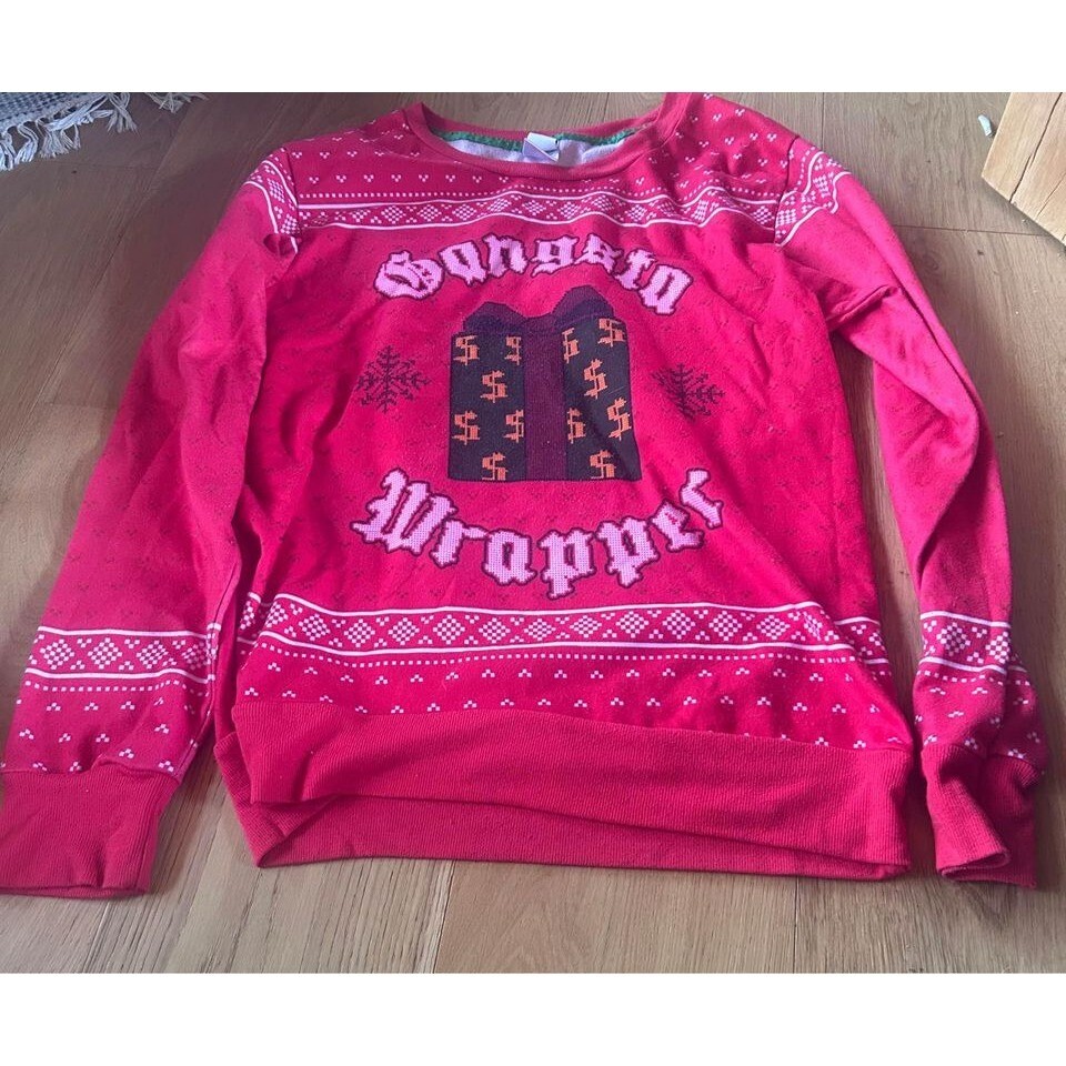 Mad Engine Gangsta Wrapper Mens Small sweater Christm… - Gem