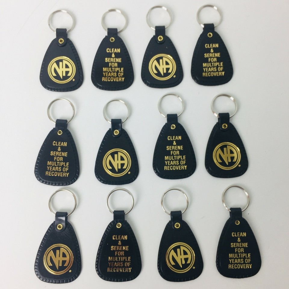 NARCOTICS ANONYMOUS NA KEY TAG Black Multiple Years Recovery 12 Piece ...