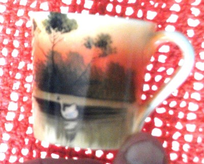 VINTAGE - DELICATE - DEMI TASS CHINA CUP - SWAN ON LAKE - Hand Painted ...