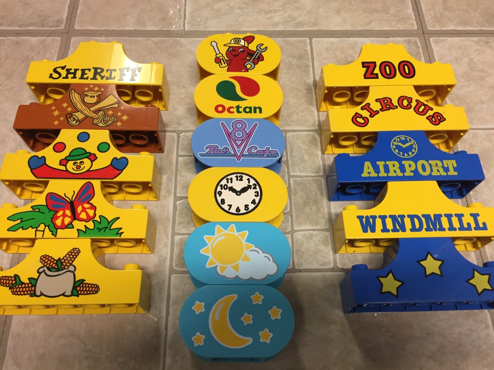 lego duplo 2X6X2 2X4X2 round printed circus windmill zoo pirate airport ...