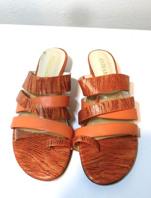 Andiamo Orange Gold Snake Toe-Ring Slide Shoes Sandals Size 9.5 M | eBay