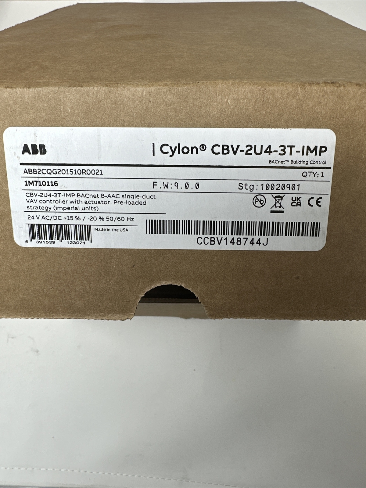 ABB Cylon CBV-2U4-3T-IMP, BACnet B-AAC single-duct VAV controller with Acuator | eBay