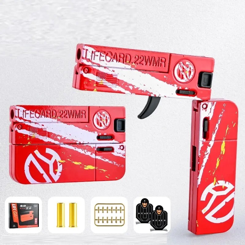 NEW Upgraded Lifecard Alloy Folding Gun Kids Toys Soft Bullet Blaster ...