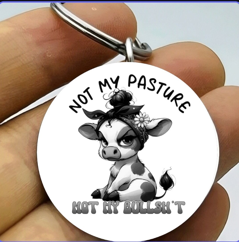 Baby Cow Girl Pasture Bullshittt Funny Meme Stainless Keychain Art | eBay