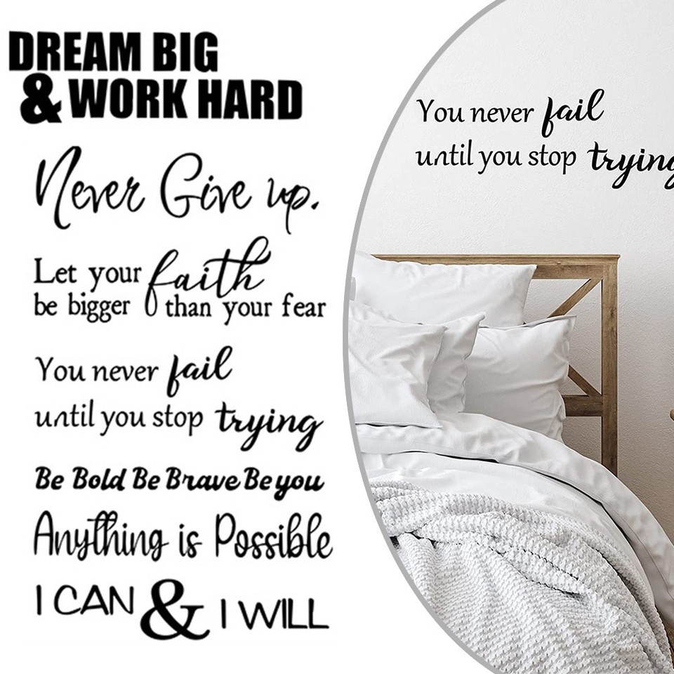 Add a Touch of Inspiration PVC Decorative Wall Sticker Set with English ...