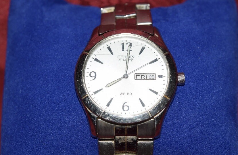 Citizen Men’s Day & Date Quartz Silver WR50 White Dial Watch, New ...