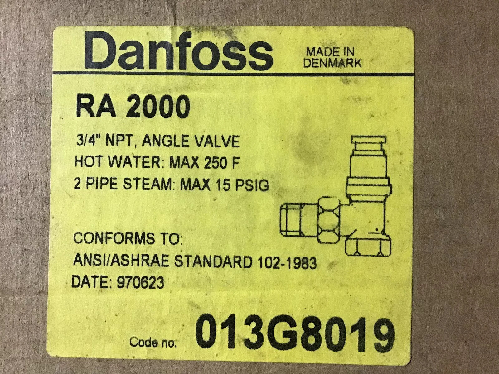 Danfoss RA 2000 Code #013G8019. 3/4” NPT ANGLE VALVE | eBay