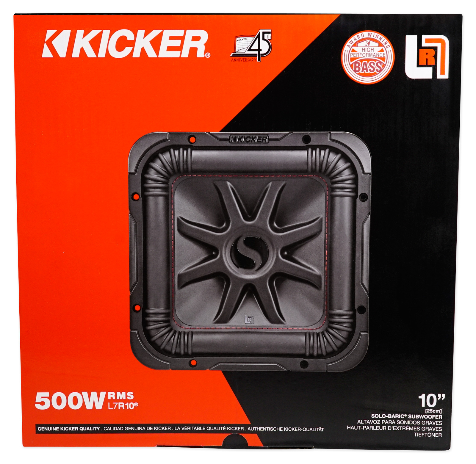 KICKER 45L7R102 10" 1000 Watt L7R Car Subwoofer, Solo-Baric Sub L7R102 ...