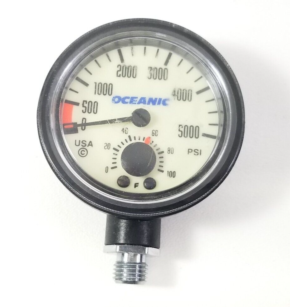 Oceanic 5000 PSI SPG Submersible Pressure Gauge + Thermometer 5,000 ...