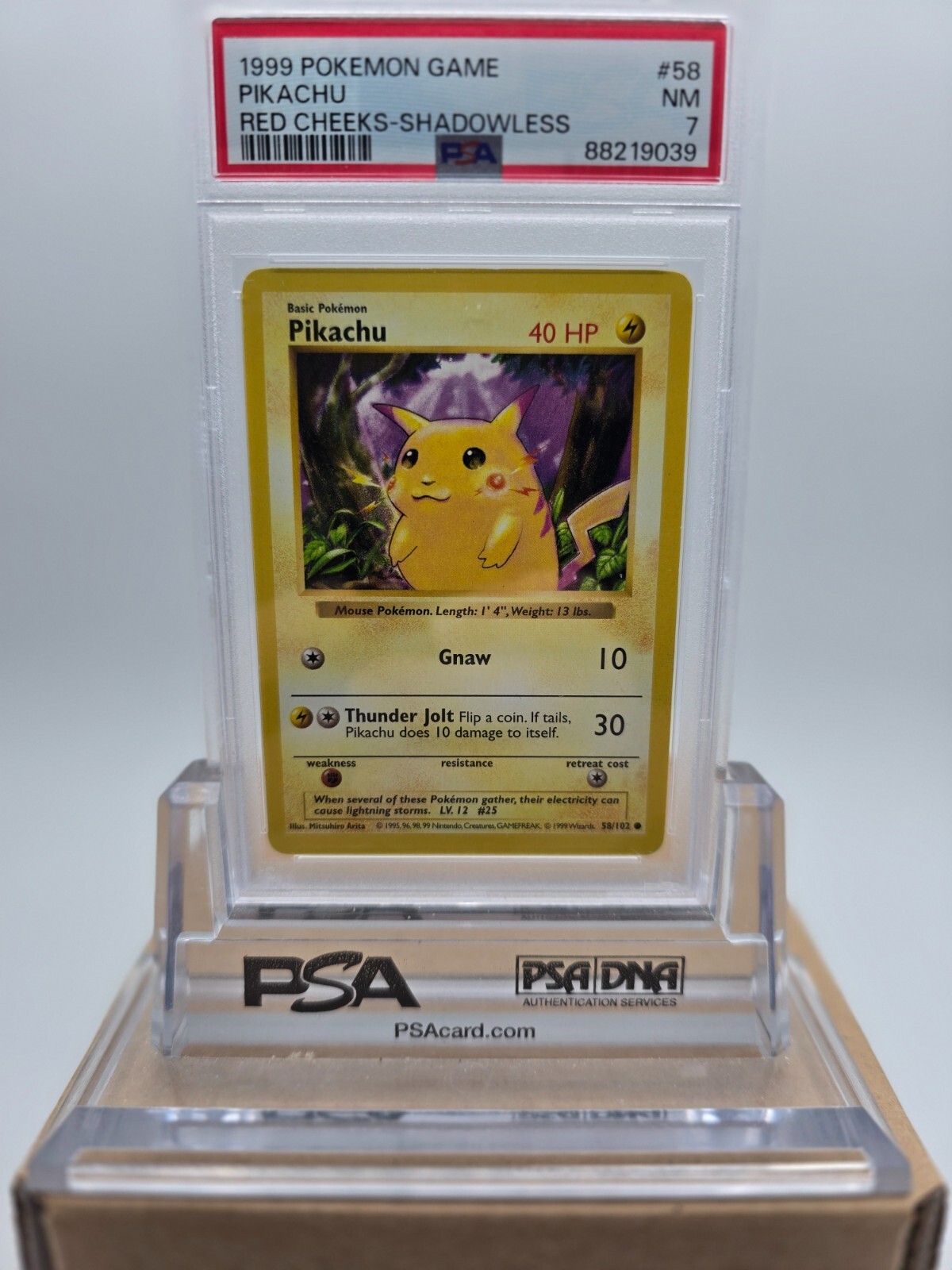 Pokemon 1999 Base Set #58/102 Pikachu Red Cheeks Shadowless PSA 7 NM | eBay