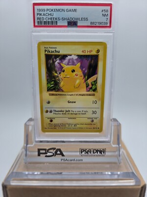 Pokemon 1999 Base Set #58/102 Pikachu Red Cheeks Shadowless PSA 7 NM | eBay