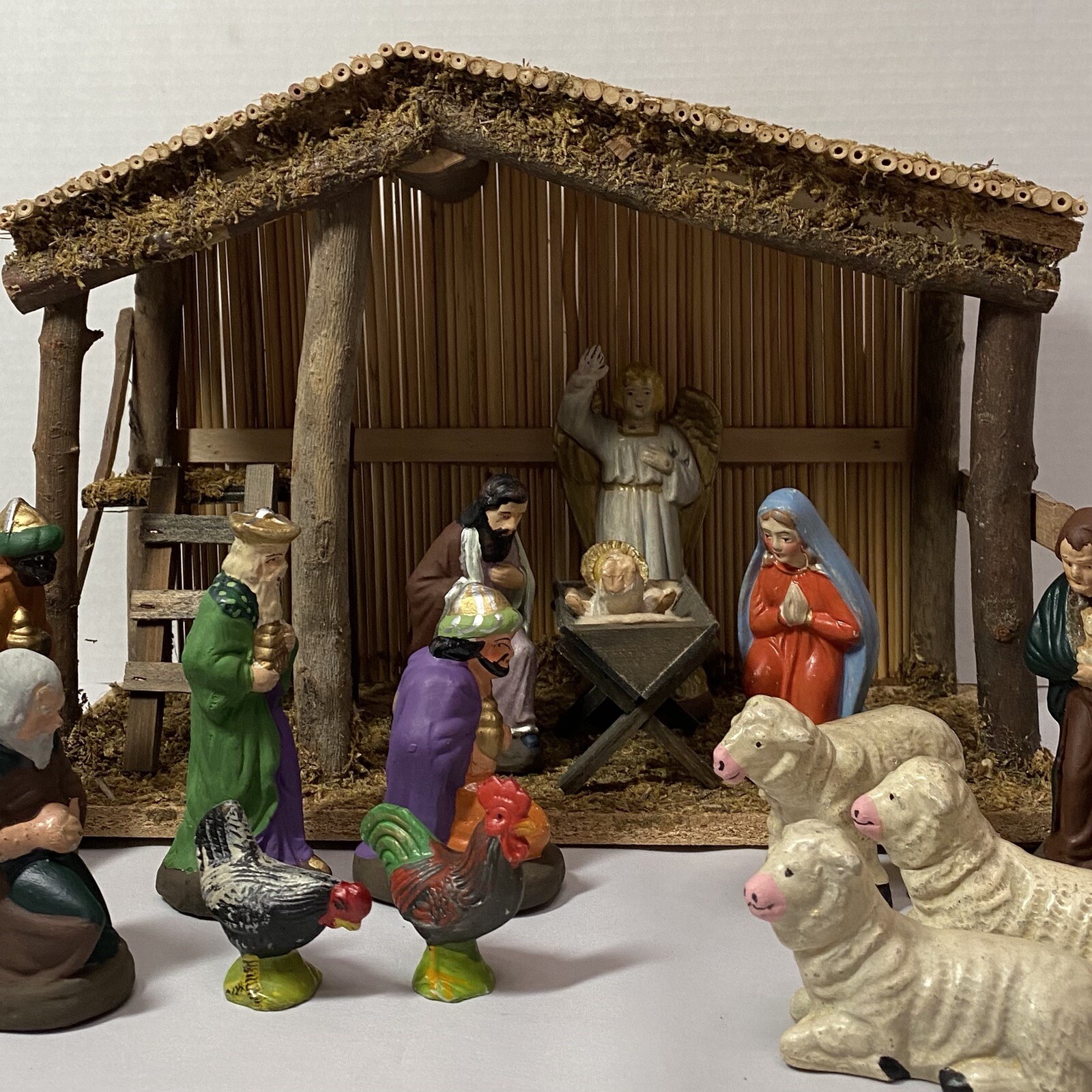 Vintage Japanese Nativity Set w/19 Figures & Creche, Hand Painted ...