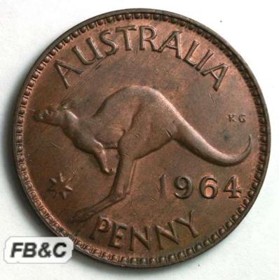 1964 Australian Penny Coin KM#56 Queen Elizabeth II - VF Dark Obverse ...