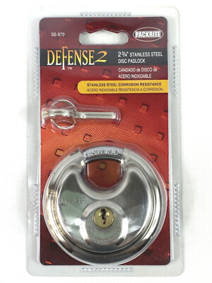 NEW Packrite Defense2 Stainless Steel Disc Padlocks 2-3/4" with Two ...