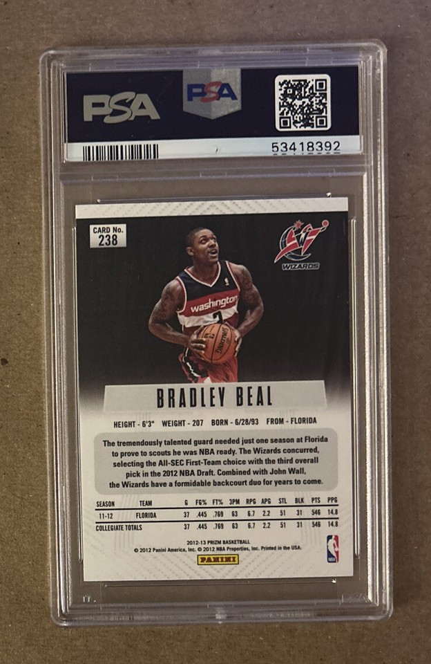 2012 Panini Prizm Bradley Beal Washington Wizards Rookie Card #238 PSA ...