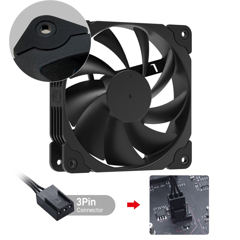6 Pack Black 120mm PC Case Fans High Airflow Low-Noise High Performance ...