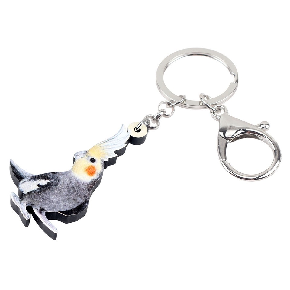 Acrylic Cockatiel Parrot Bird Keychains Car Key Ring Animals Jewelry ...