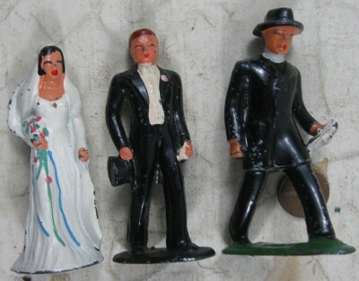Vintage 1930's Cast Lead Barclay Wedding Set Brunet Bride Groom Walking ...