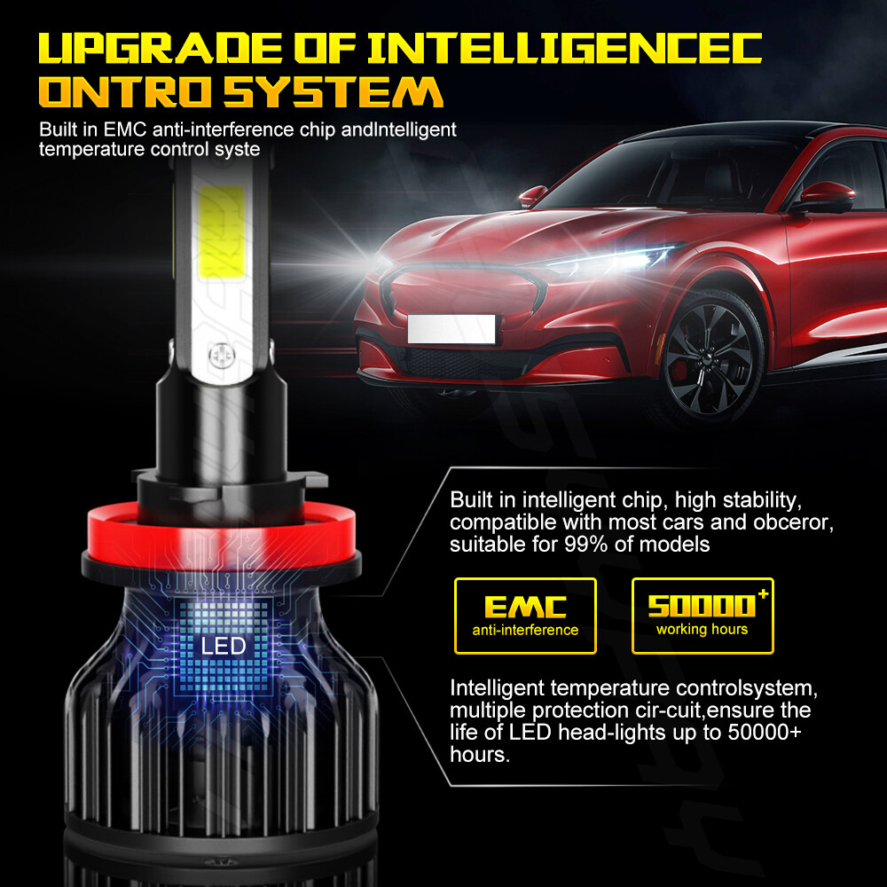 H11 LED Headlight Kit Low Beam Bulbs Super Bright 33000LM 6000K Cold ...