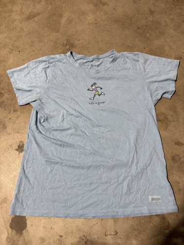 Light Blue Vintage Life Is Good T Shirt Large Women’s | eBay