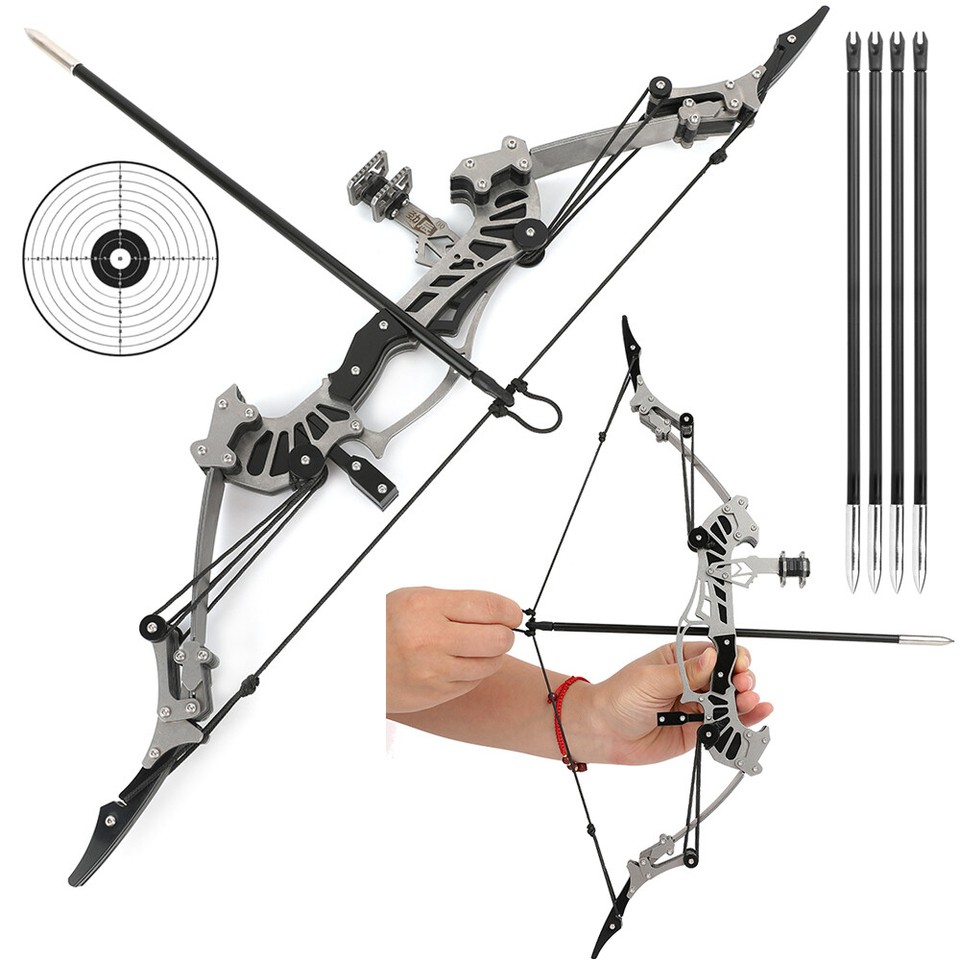 16" Mini Compound Bow 16lbs Arrow Set Archery Toy Game Pocket Bow ...