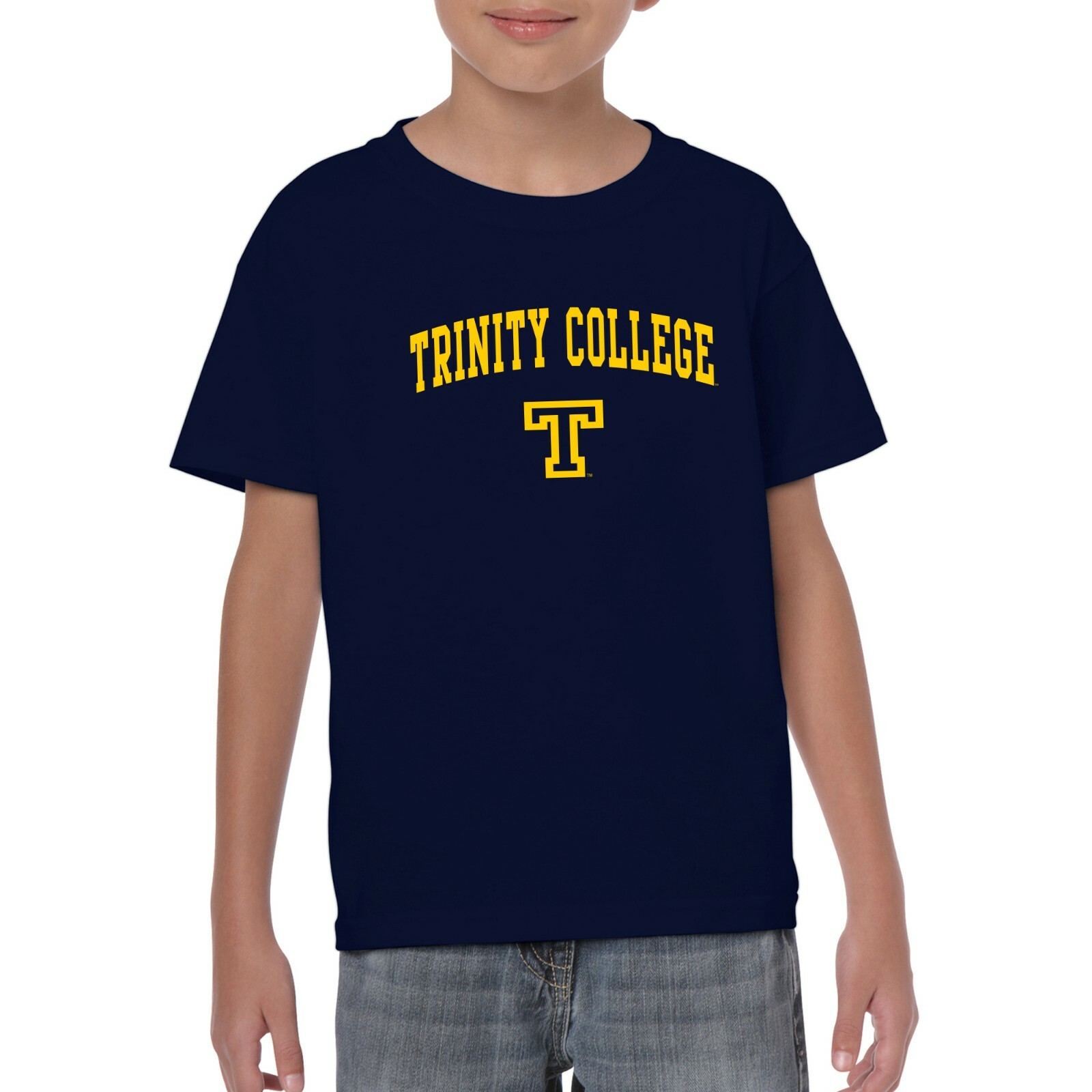 Trinity College Bantams Arch Logo Licensed Unisex Youth T-Shirt - Navy ...