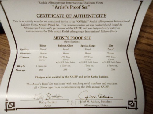 2000 artist proof set lot Balloon Fiesta .999 Silver With 24k Select | eBay