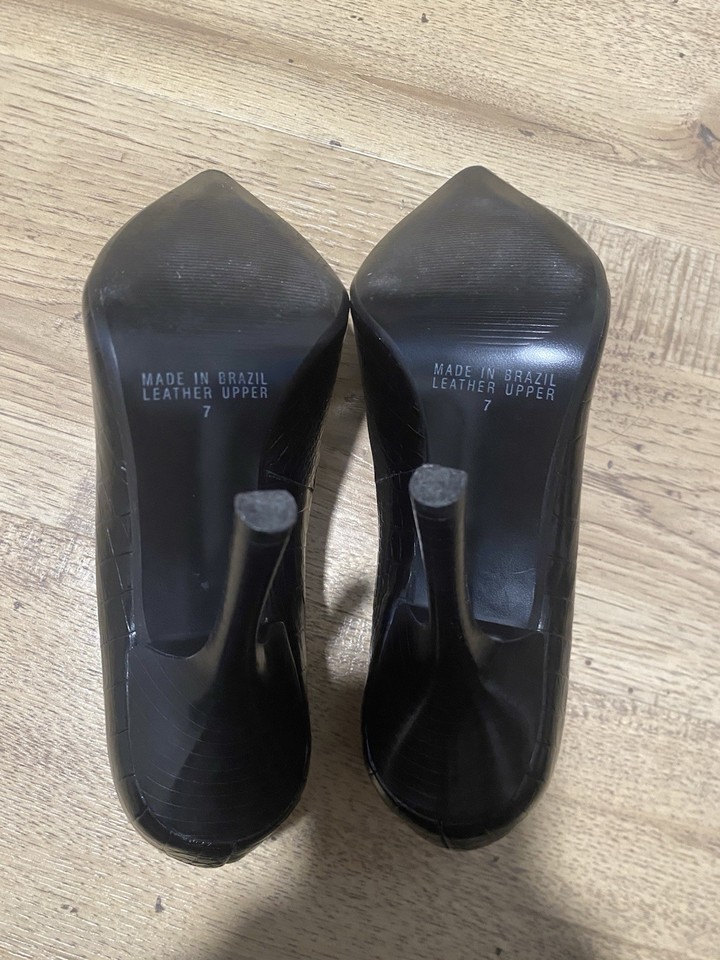 Cathy Jean Brazil Snake Skin Black Heels Size 7 Women | eBay