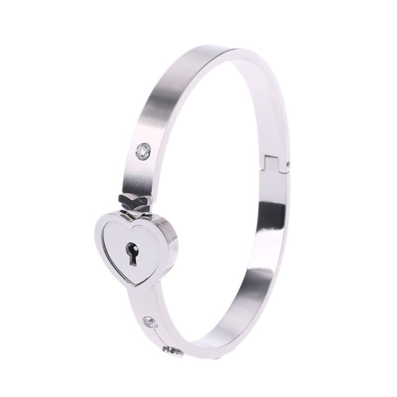 Couple Titanium Steel Lock Bangle Bracelet & Key Pendant Necklace Love ...