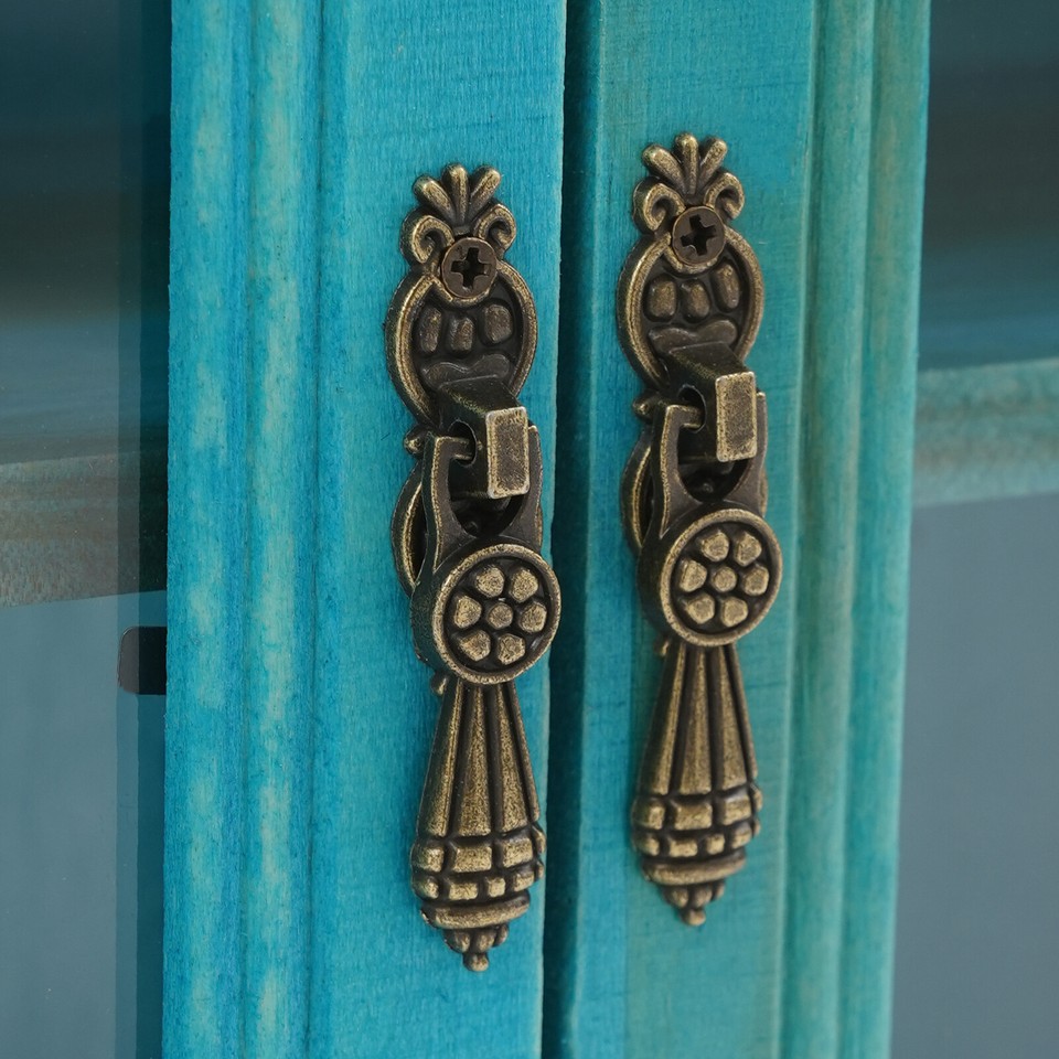 2-Tier Wood Storage Cabinet w/ 2 drawers Double Door Counter Top ...