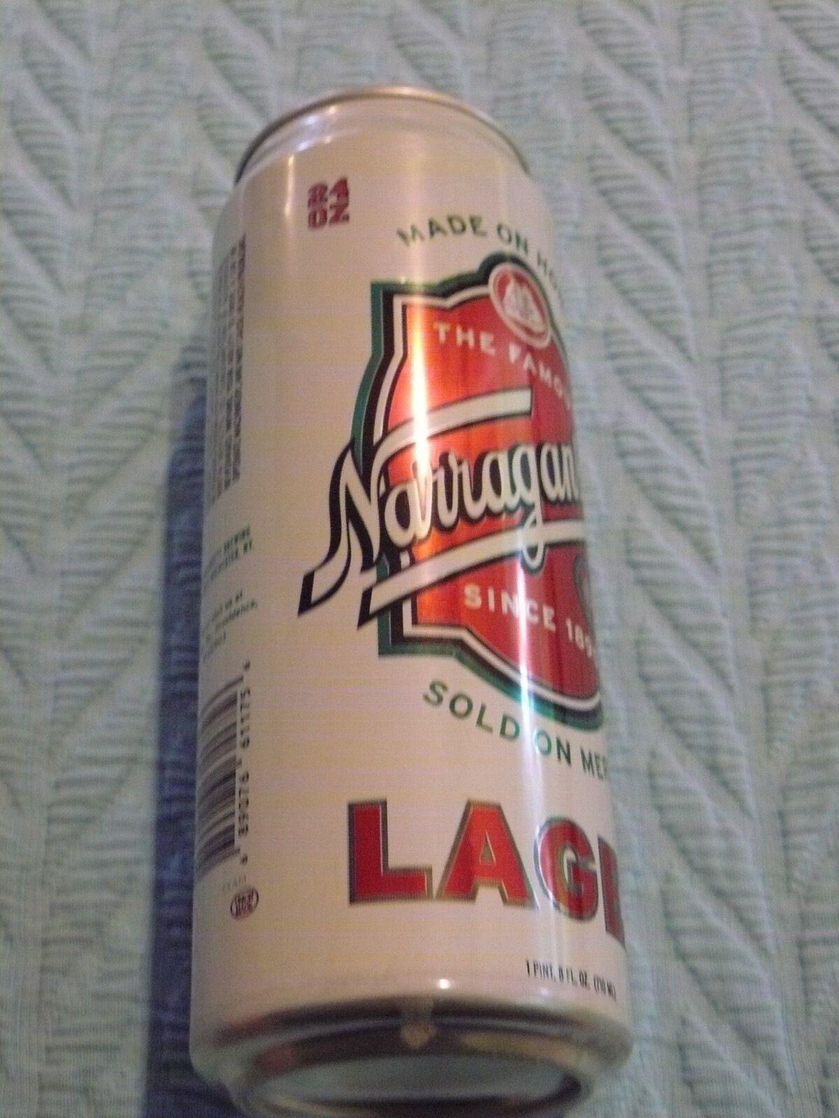 White/Red NARRAGANSETT LAGER beer Pull-Tab TOP OPEN 24 OZ empty ...
