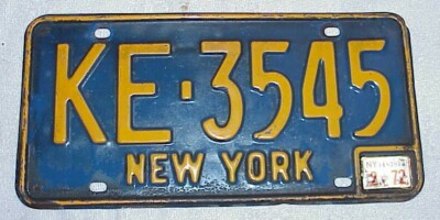 New York License Plates blue pair 1966 - 1973 67 68 69 70 71 72 73 w ...