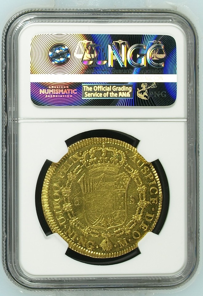 1789 NG M Guatemala Gold 8E Escudos NGC AU58 Rare Top Pop of Only 8 ...