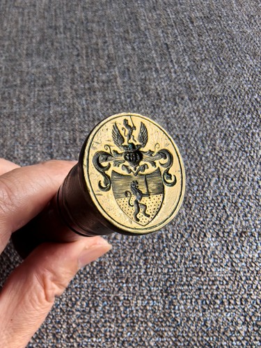 Large Antique British Lion Shield Coat of Arms Brass Wax Seal | eBay