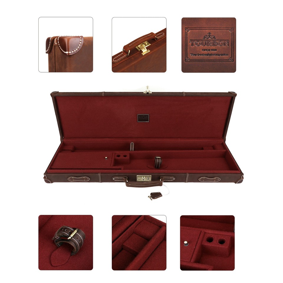 TOURBON Vintage Leather Takedown Shotgun Storage fit 28-32inch Barrel ...
