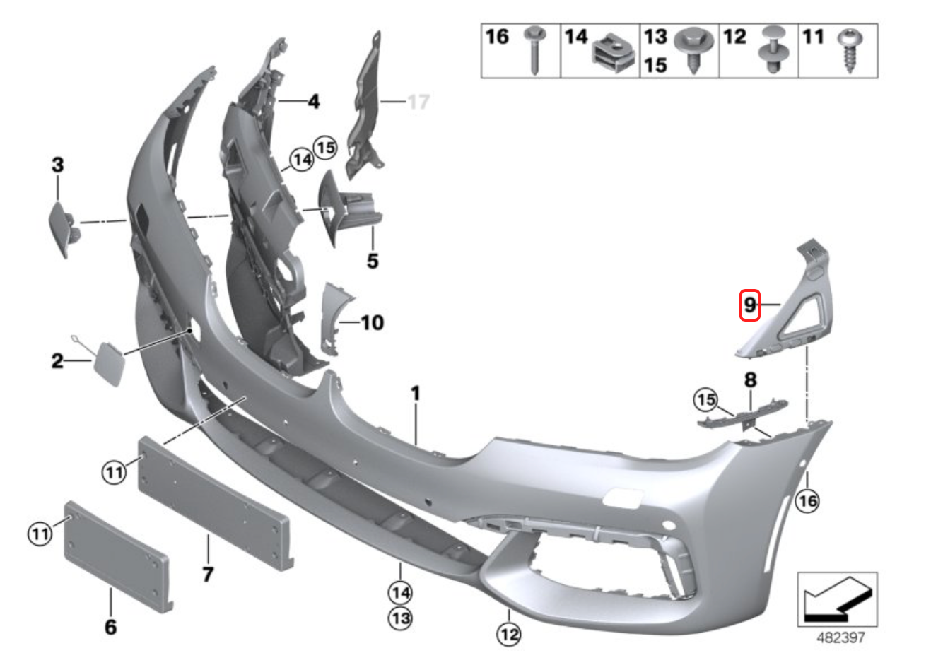 BMW 7 Series G11 G12 Genuine Front Bumper Upper Guide Left N/s ...