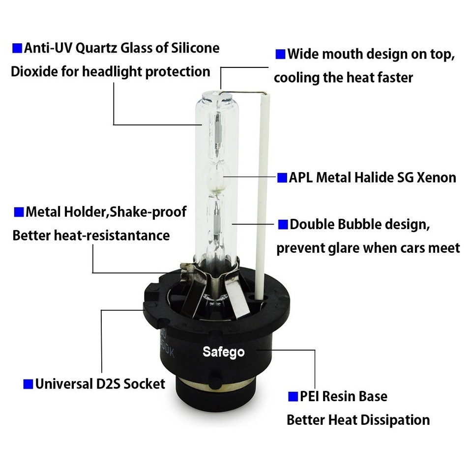 D2C D2R D2S 8000K Blue HID Xenon Bulbs Headlight OEM Philips Osram ...