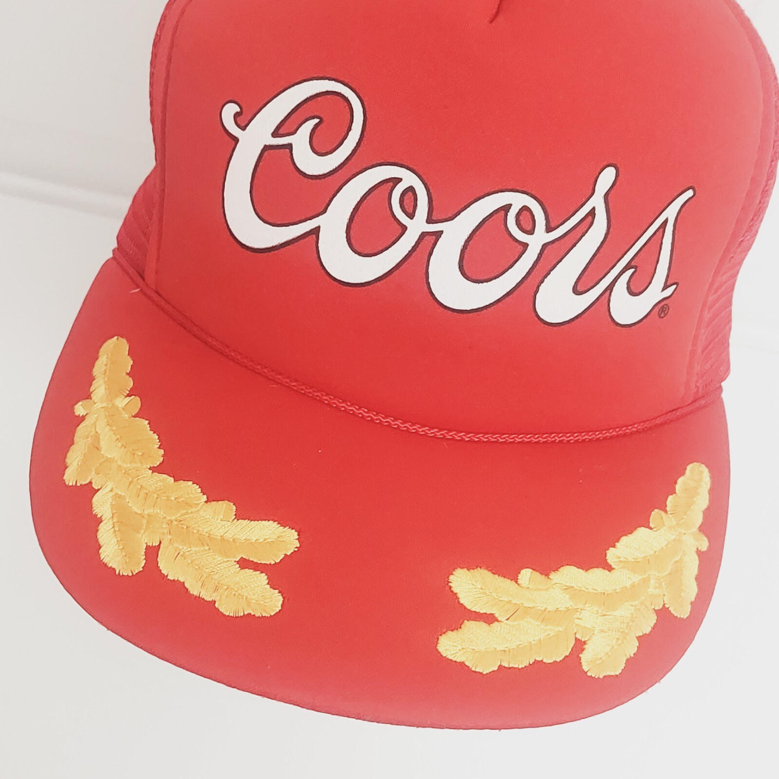 Coors Beer Red Vintage Trucker Hat Gold Leaf Designer… - Gem