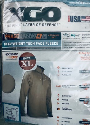XGO Military Long Sleeve HEAVY WEIGHT Shirt w/Zip Phase 4 Accli Dry X ...