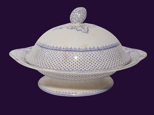 Antique Centerpiece Dish English Ceramic Spring Ermine Border Purple | eBay