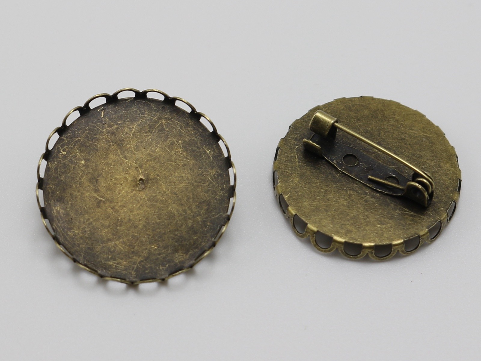 10 Bronze Tone Round Brooch Blank Cabochon Setting Inner:25mm Jewelry ...