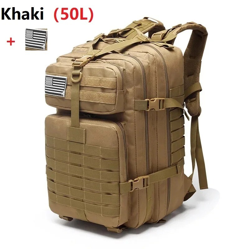 50L Large Capacity Men Army Military Tactical Backpack Molle 3 Day ...