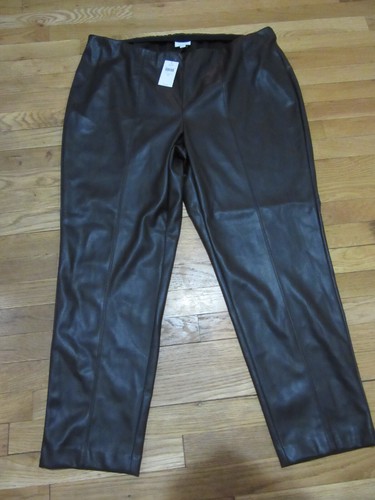 NWT WOMENS J JILL PLUS SIZE 3X 3XL CHOCOLATE BROWN FAUX LEATHER PANTS ...