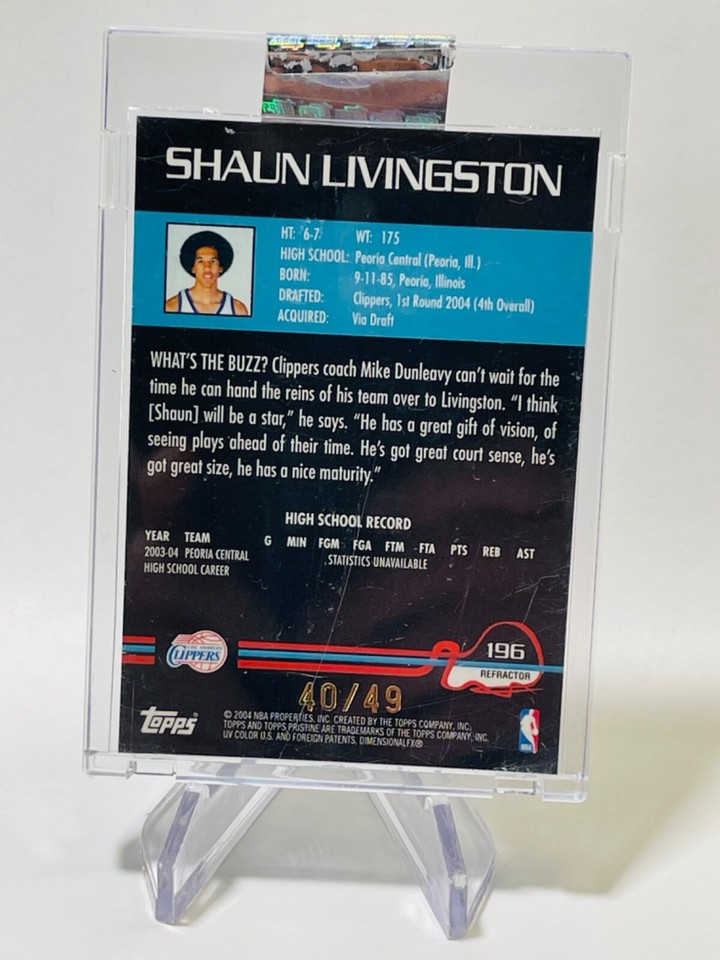 SHAUN LIVINGSTON 2004-05 Topps Pristine RC Black REFRACTOR Uncirculated ...