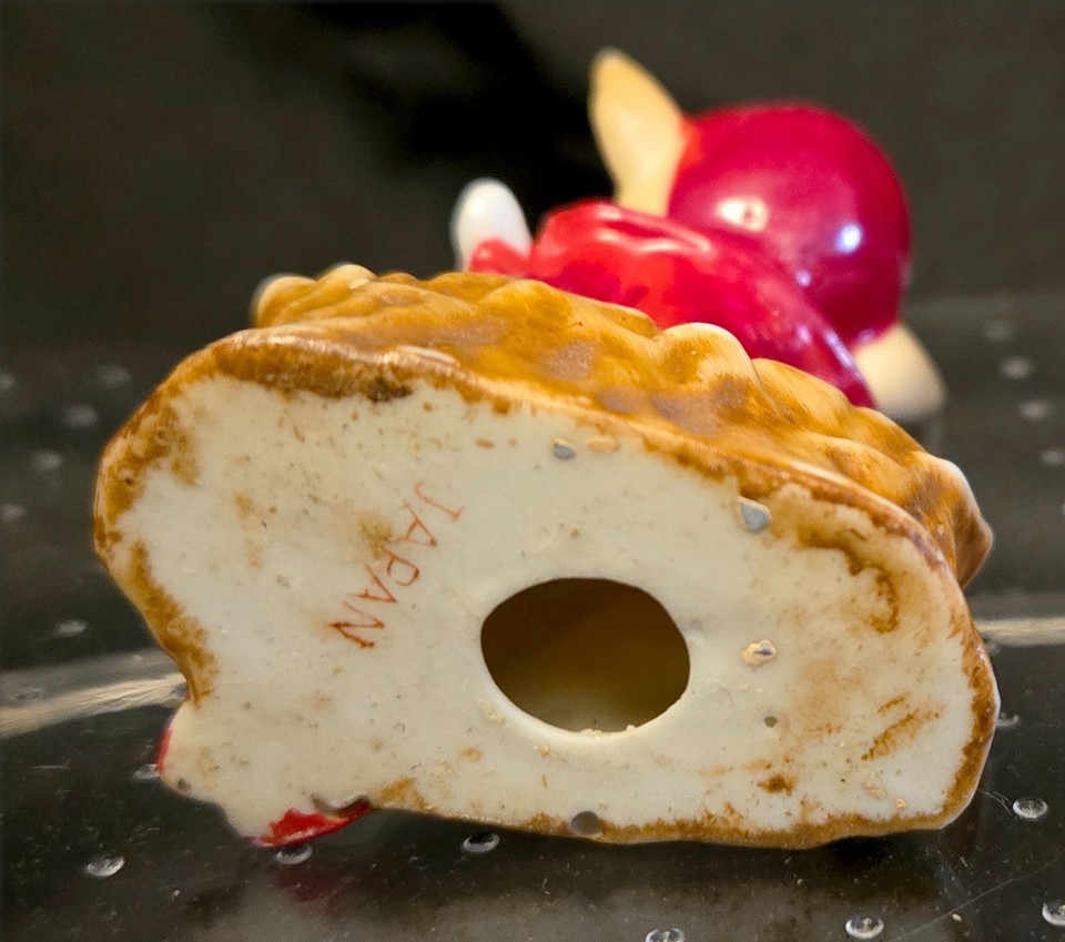 Vintage 1950's Cute Japan Elf Pixie Playing Banjo Sitting on Tree Stump ...